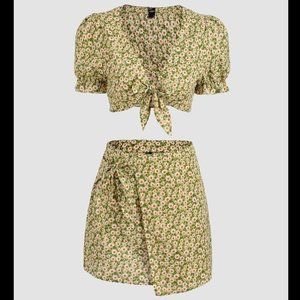 Cider | Skirts | Cider Green Floral Matching Skirt Set | Poshmark
